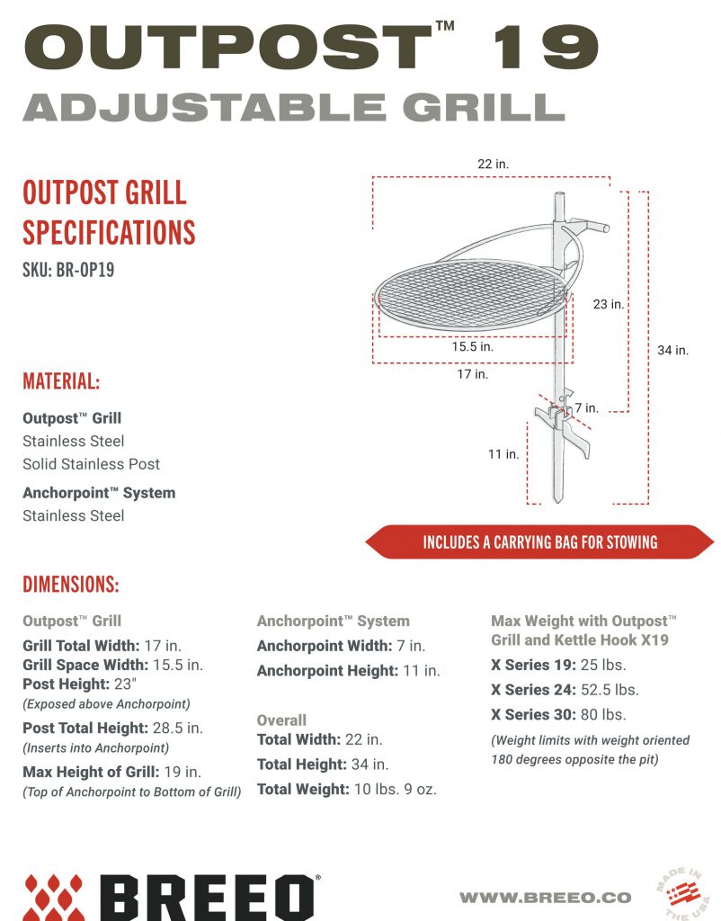BREEO Smokeless Fire Pits Outpost™ Grill Series X19 | Glyndon Gardens